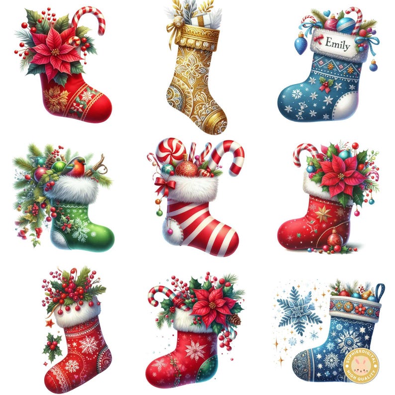 20+ Christmas Bundle Png, Watercolor Christmas Stocking Clipart ...
