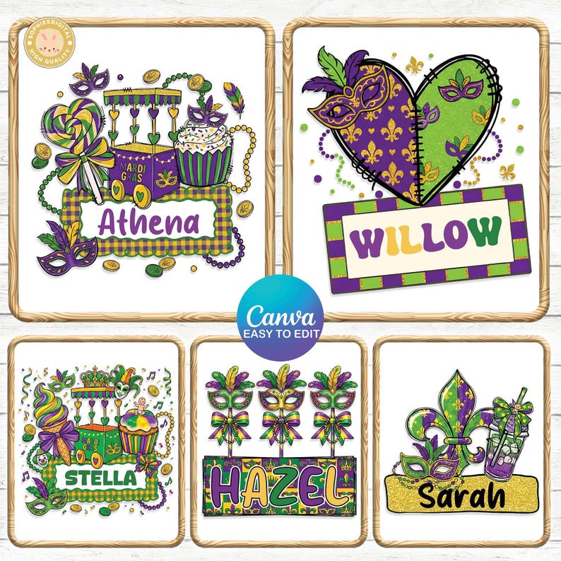 6+ Custom Name Canva Template, Custom Mardi Gras Png, Personalized Kids ...