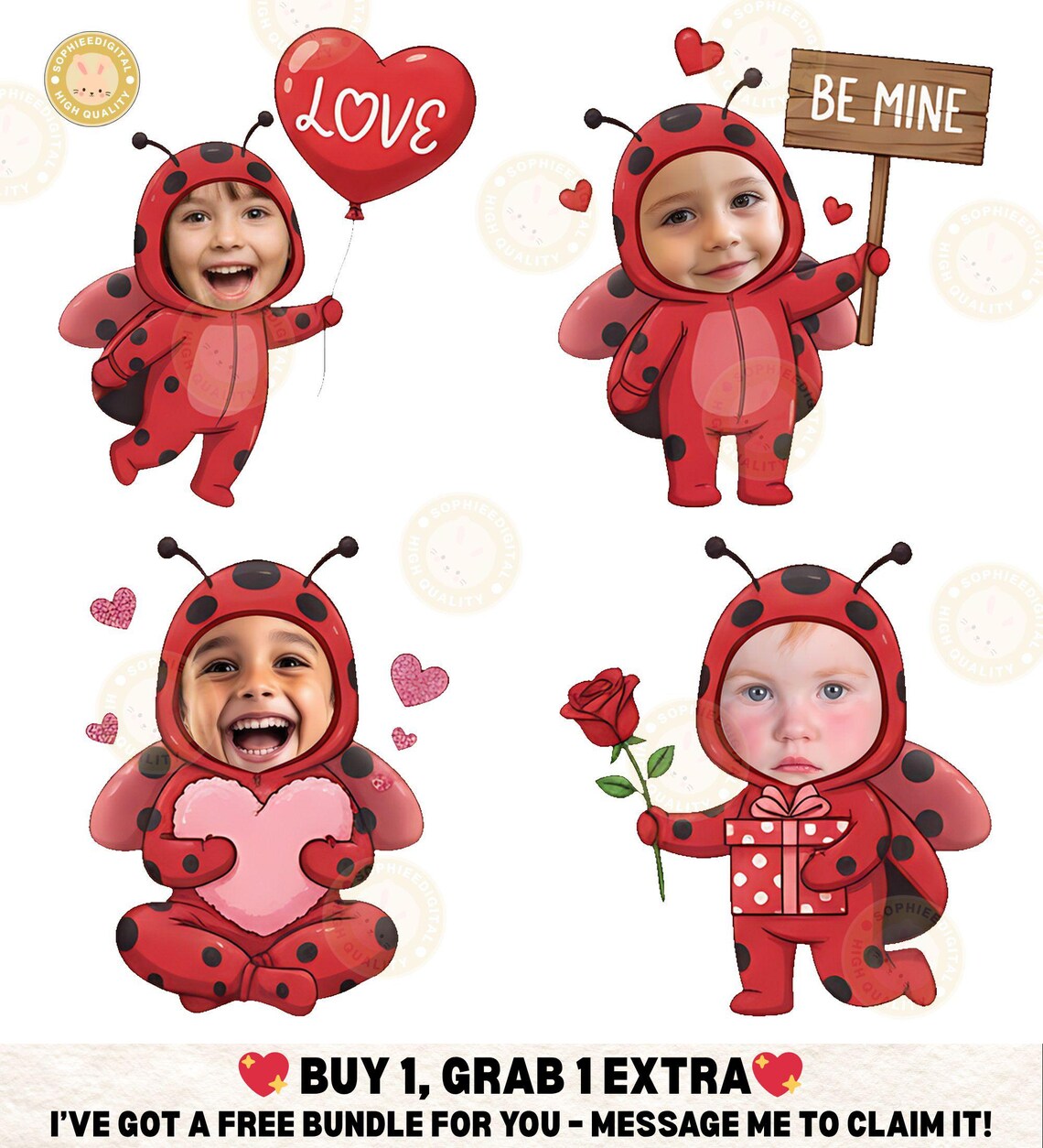 10+ Custom Love Bug Canva Template, Valentine Ladybug Png, Custom Kid ...