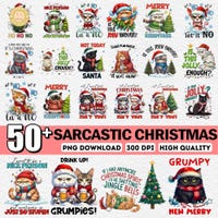 Meowy Christmas PNG SVG | Cute Cat Holiday Clipart | Funny Kitty ...