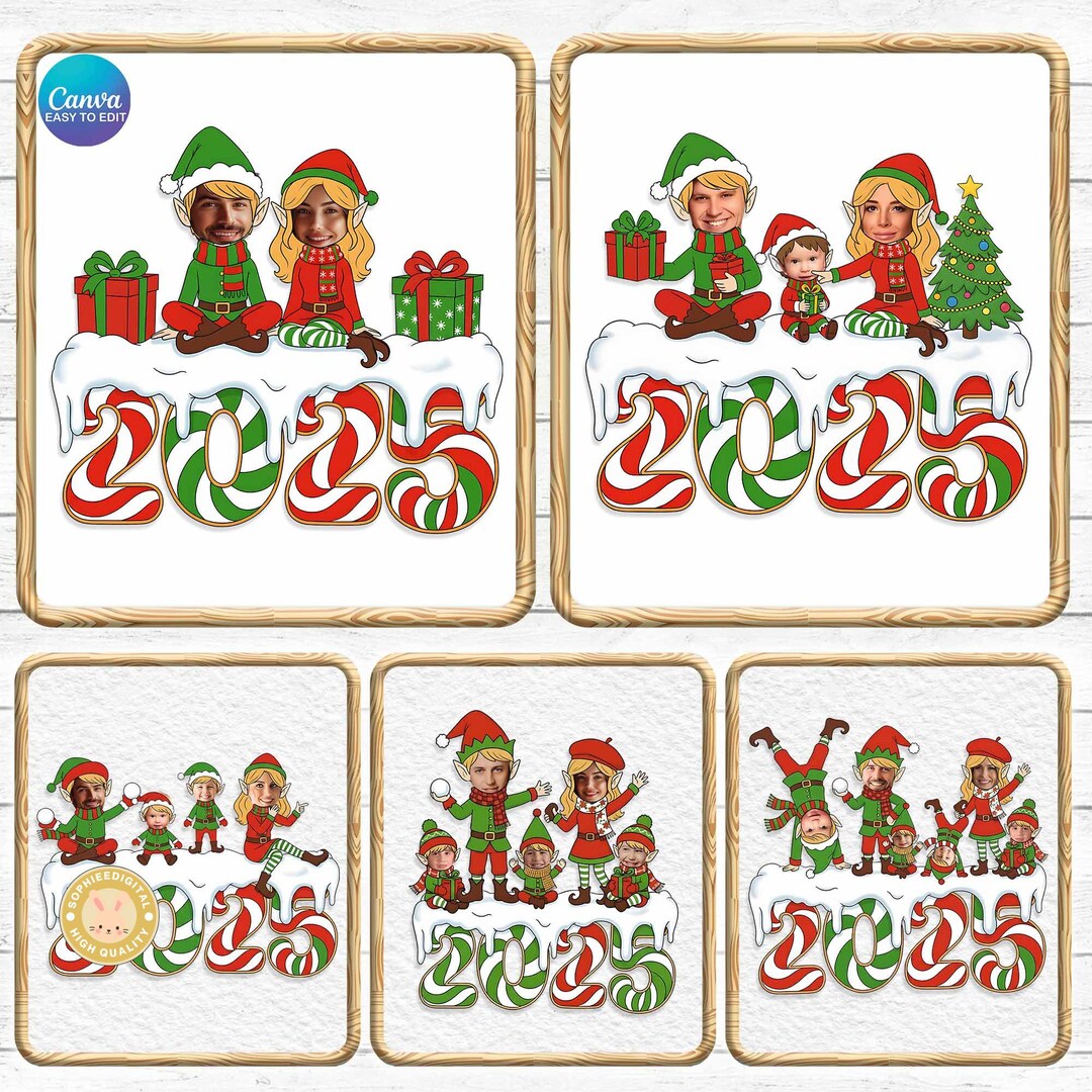 6+ Custom Face Family Png Bundle, the Elf Crew Png, Add Your Photo Png ...