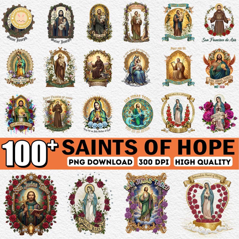100+ Saints of Hope Png Bundle, Saint Joseph Png, Saint Francis of ...