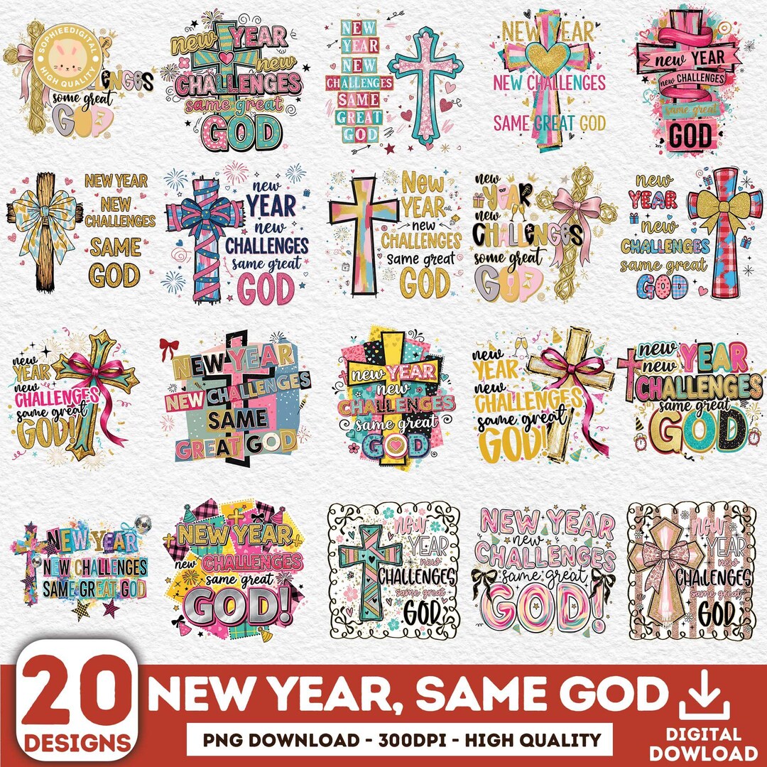 20+ Christian New Years Png Bundle, Same Great God Png, Happy New Year ...