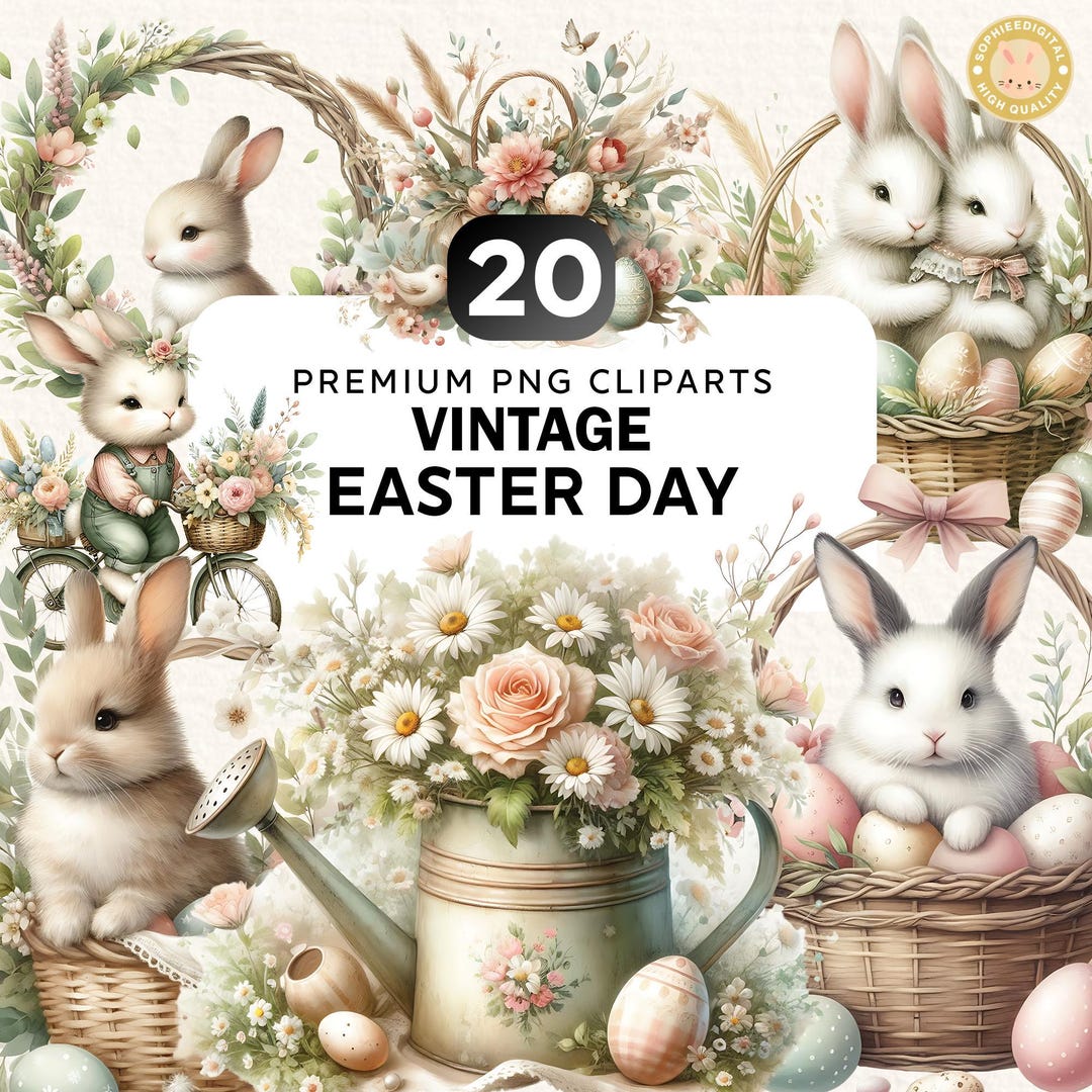 20+ Watercolor Easter Vintage Clipart PNG Bundle, Country Easter ...