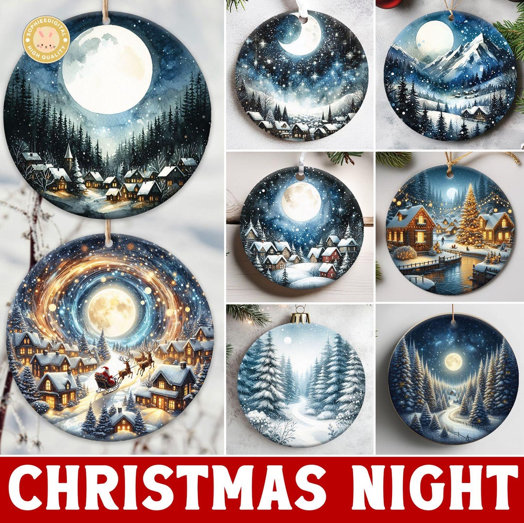 20+ Cold Christmas Eve Ornament Designs, Watercolor Christmas Night ...