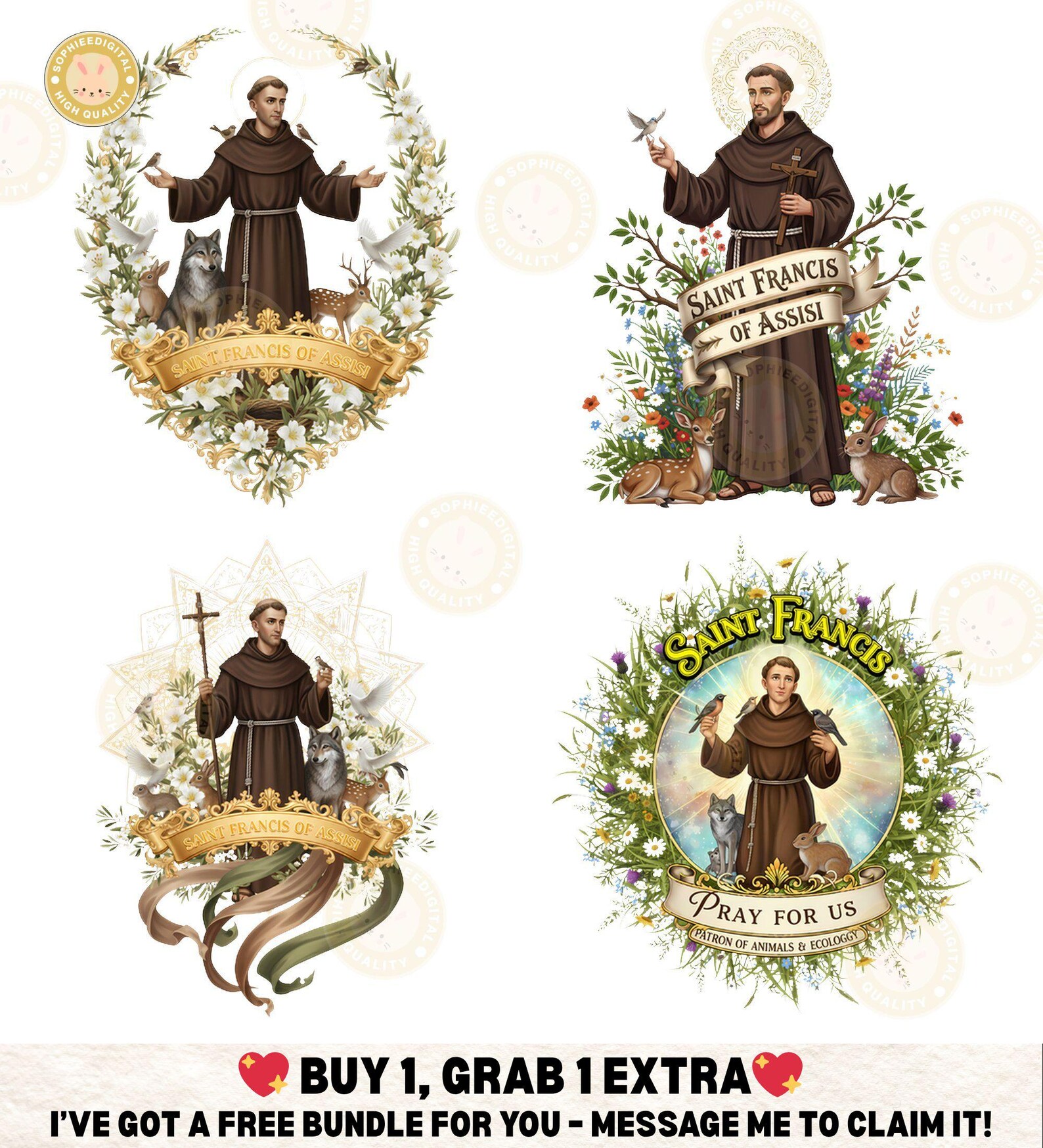 20+ Saint Francis of Assisi Png Bundle, Saint of Animals Png, Jesus Png ...