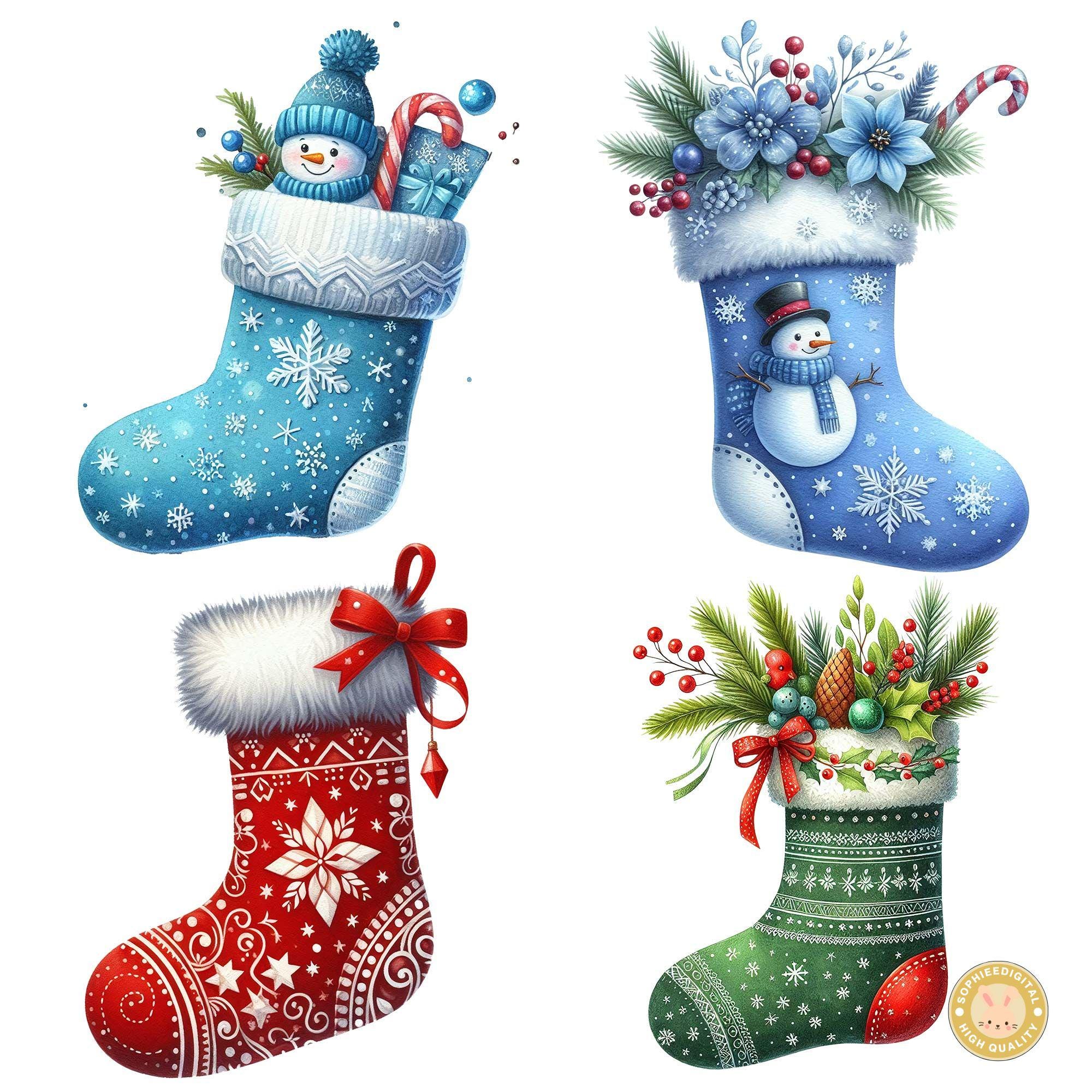 20+ Christmas Bundle Png, Watercolor Christmas Stocking Clipart ...