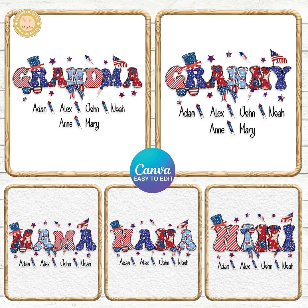 6+ Custom USA Family Canva Template, Mama Mimi Grandma Png, America ...