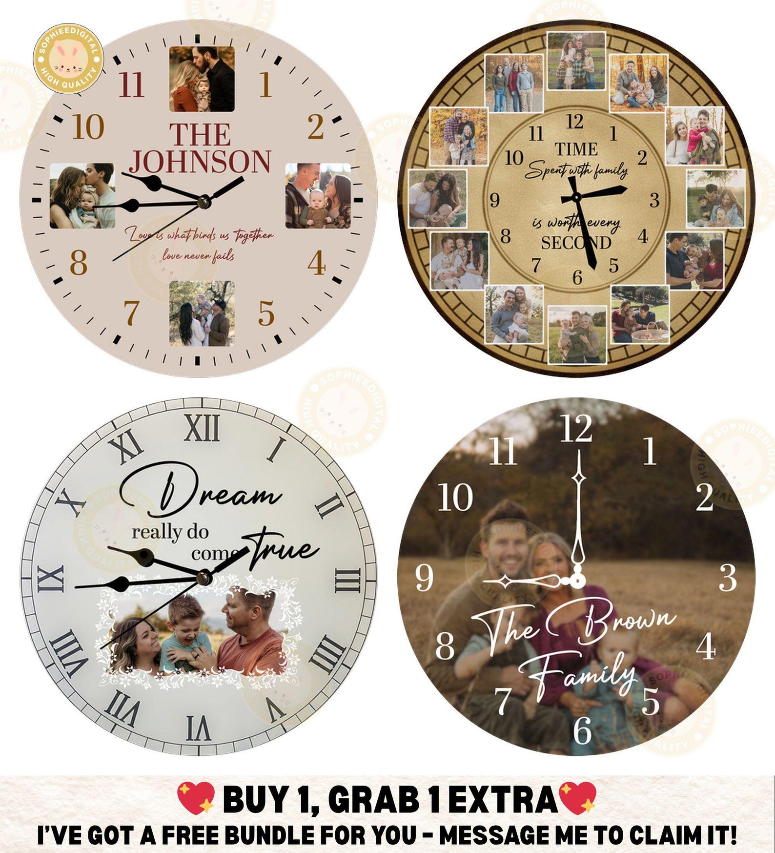 6+ Custom Clock Photo Canva Template, Round Clock Png, Custom Family ...
