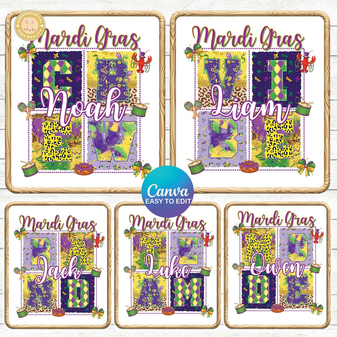 6+ Custom Mardi Gras Canva Template, Custom Name Png, Fat Tuesday ...
