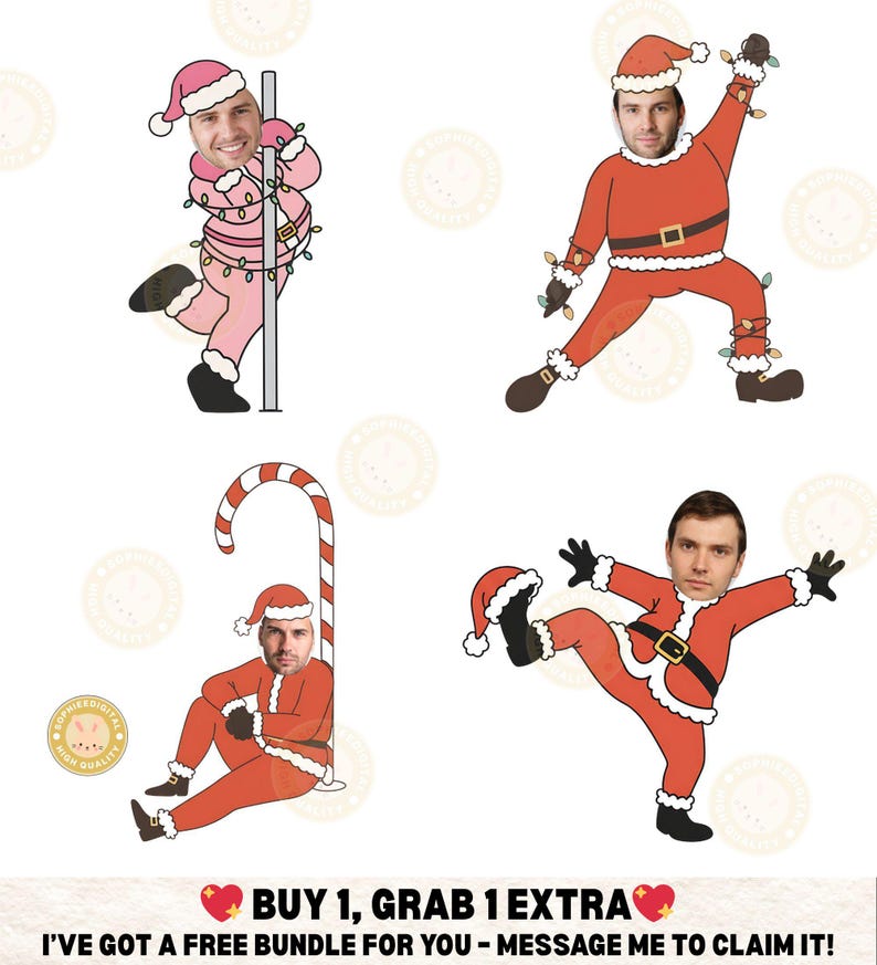 6+ Funny Santa Face Png Bundle, Add Your Face Christmas Png ...