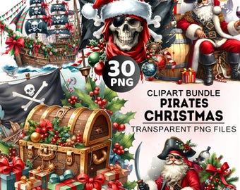 30+ Watercolor Christmas Pirates Clipart, Festive Pirate Png Bundle ...