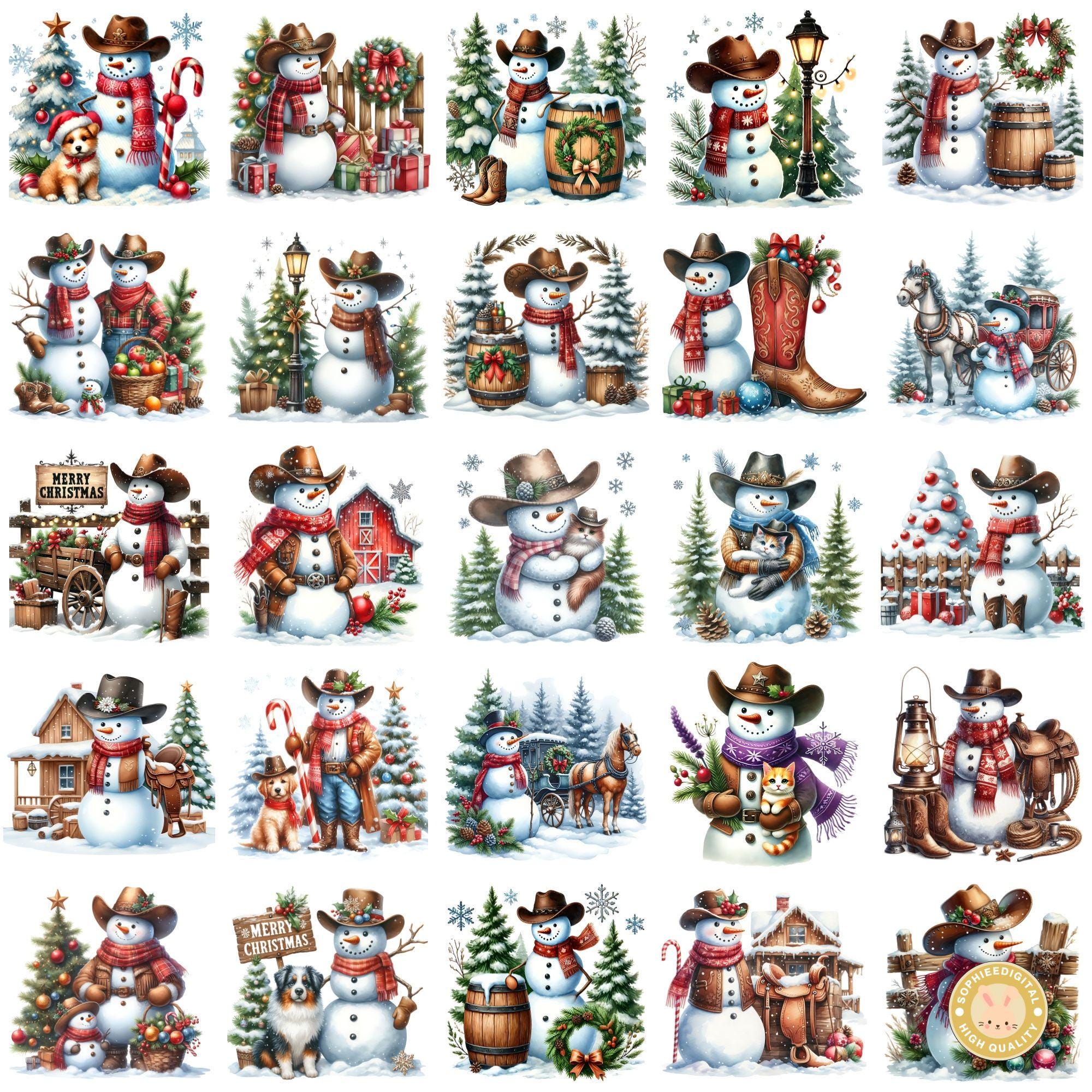 100+ Peeking Snowman Bundle Png, Watercolor Vintage Snowman Clipart ...