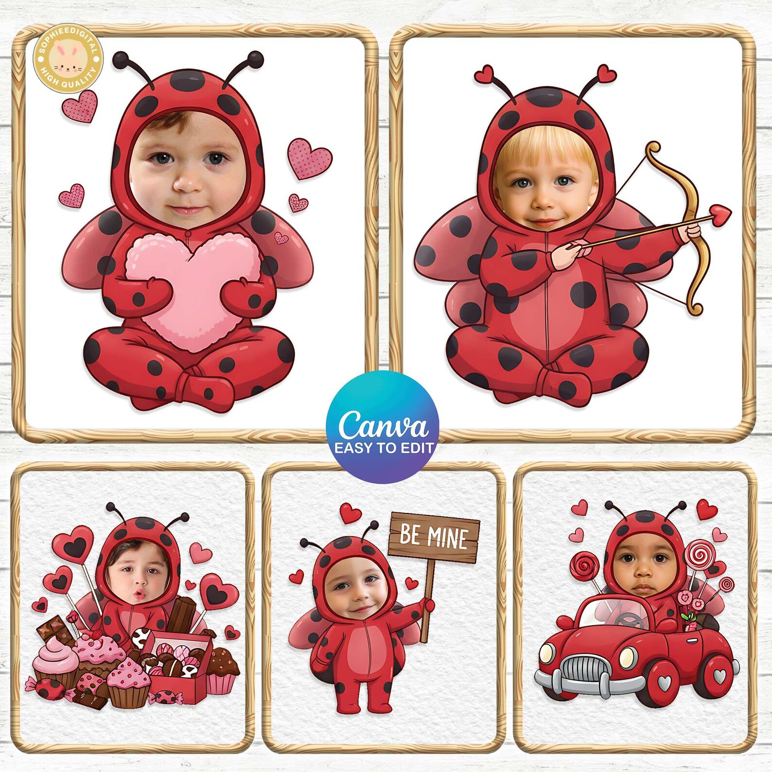 10+ Custom Love Bug Canva Template, Valentine Ladybug Png, Custom Kid ...