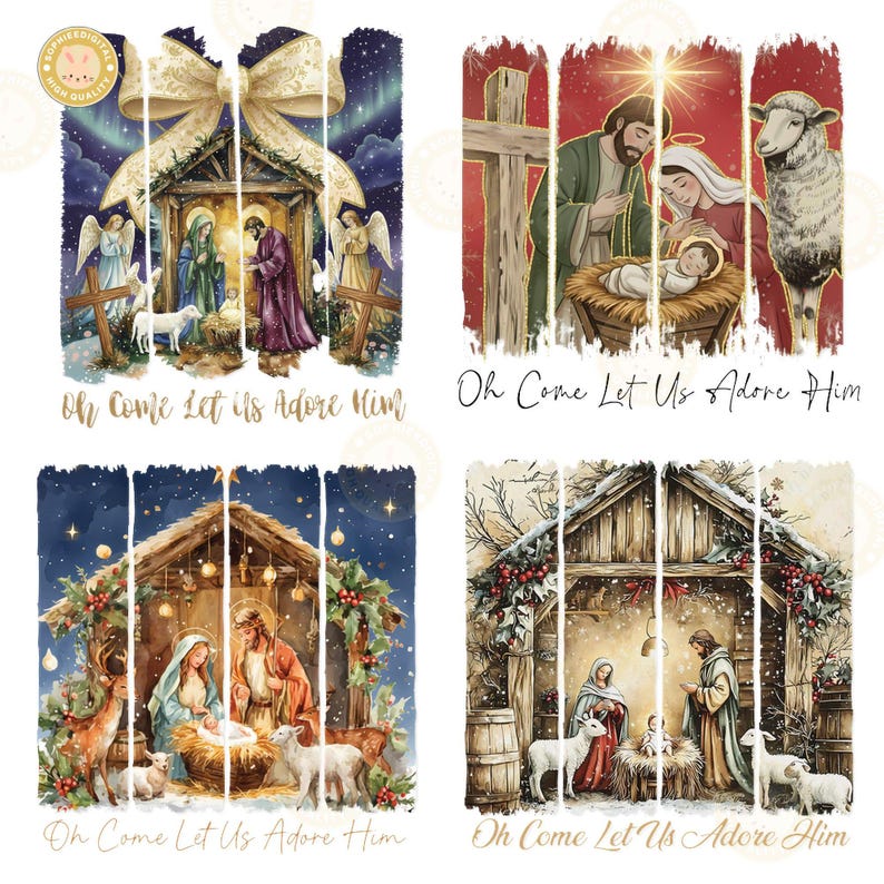 6+ Oh Come Let Us Adore Him Png Bundle, Jesus Christmas Png, Nativity ...