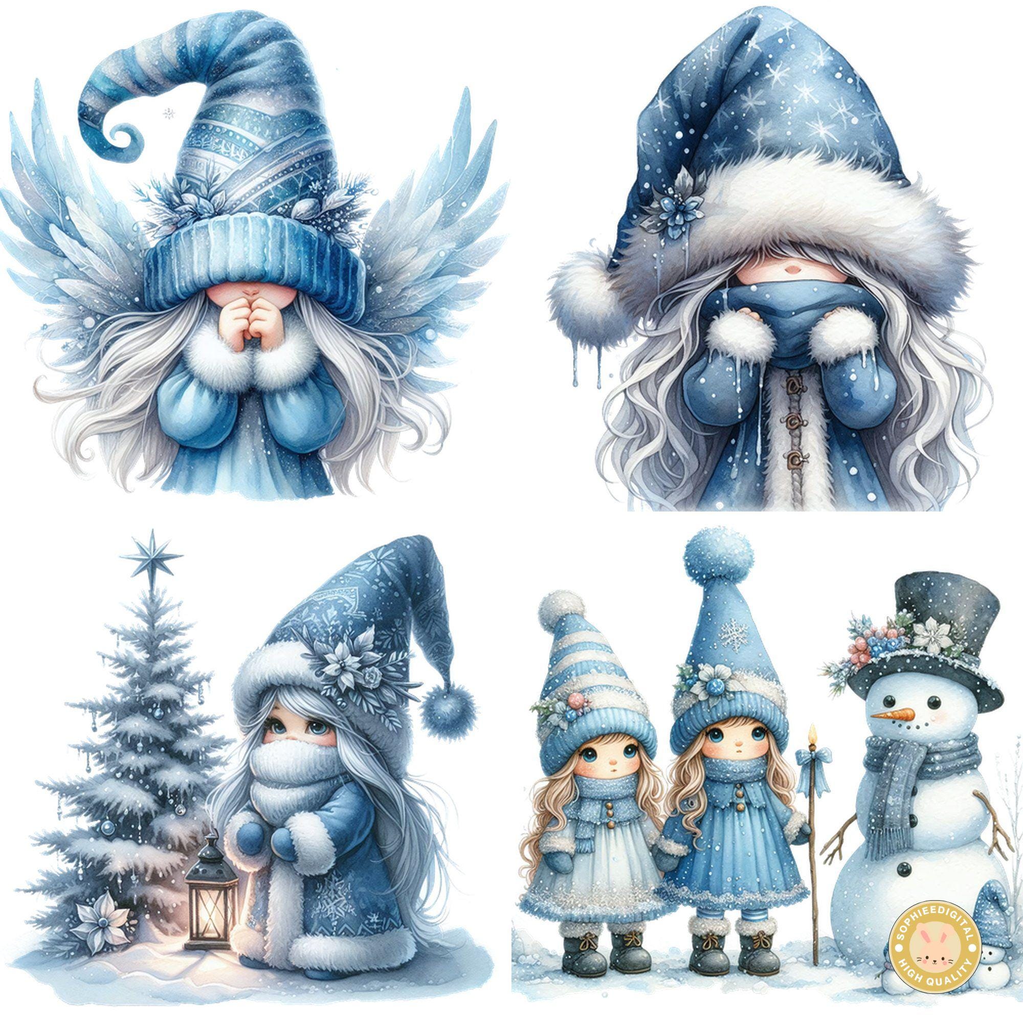 20+ Christmas Bundle Png, Watercolor Frozen Gnome Girl Clipart, Ice ...
