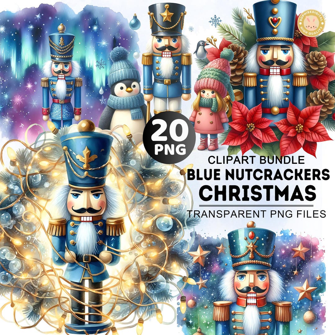 20+ Christmas Bundle Png, Watercolor Blue Nutcrackers Clipart ...