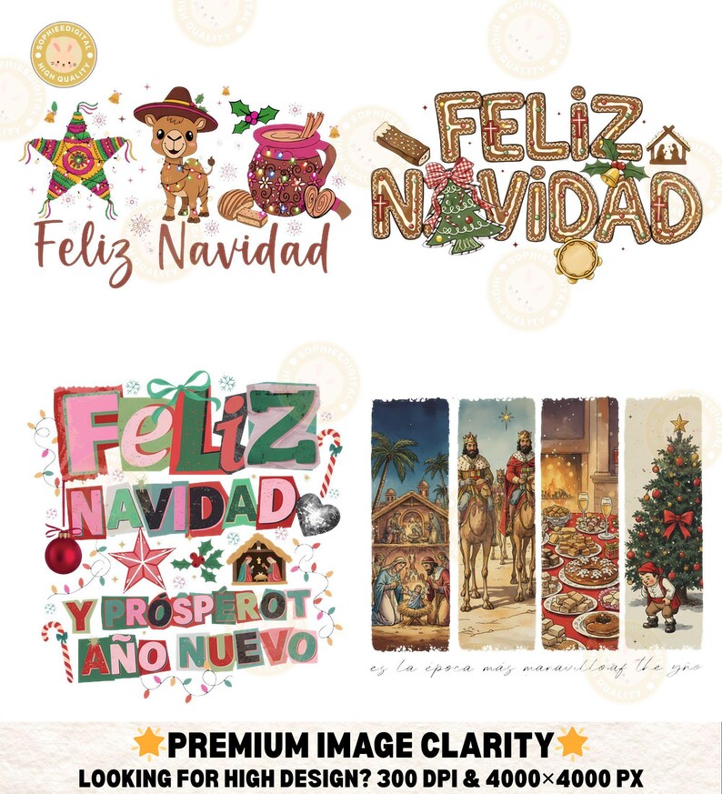 20+ Spanish Christmas Png Bundle, Feliz Navidad Png, Merry Christmas ...