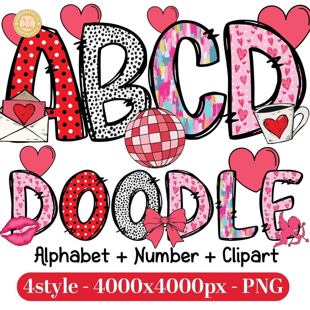 4+ Brushstroke Alphabet Png Bundle, Valentines Alphabet Png, XOXO Png ...