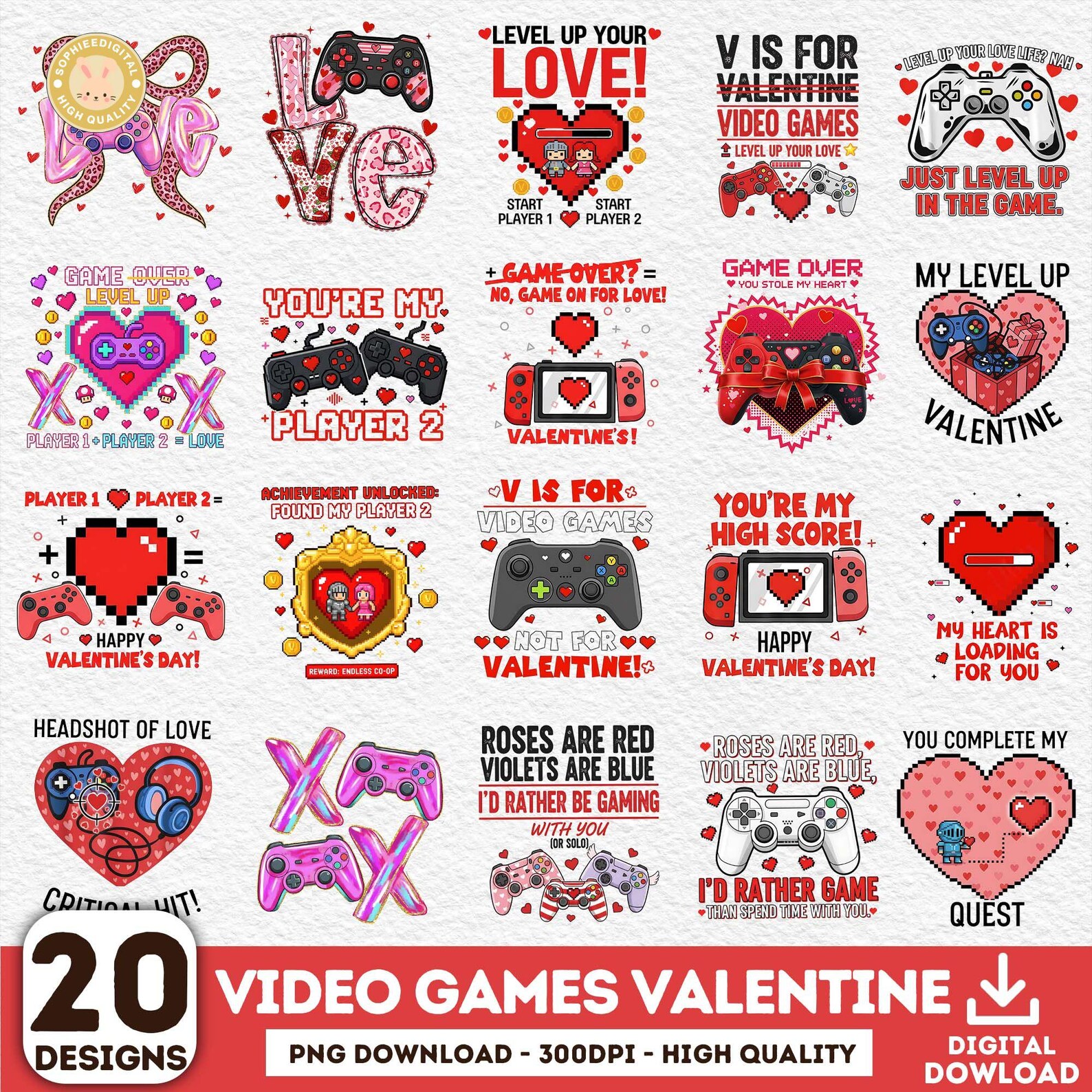 20+ Video Games Valentine Png Bundle, Gaming Love Png, Valentine Gamer ...