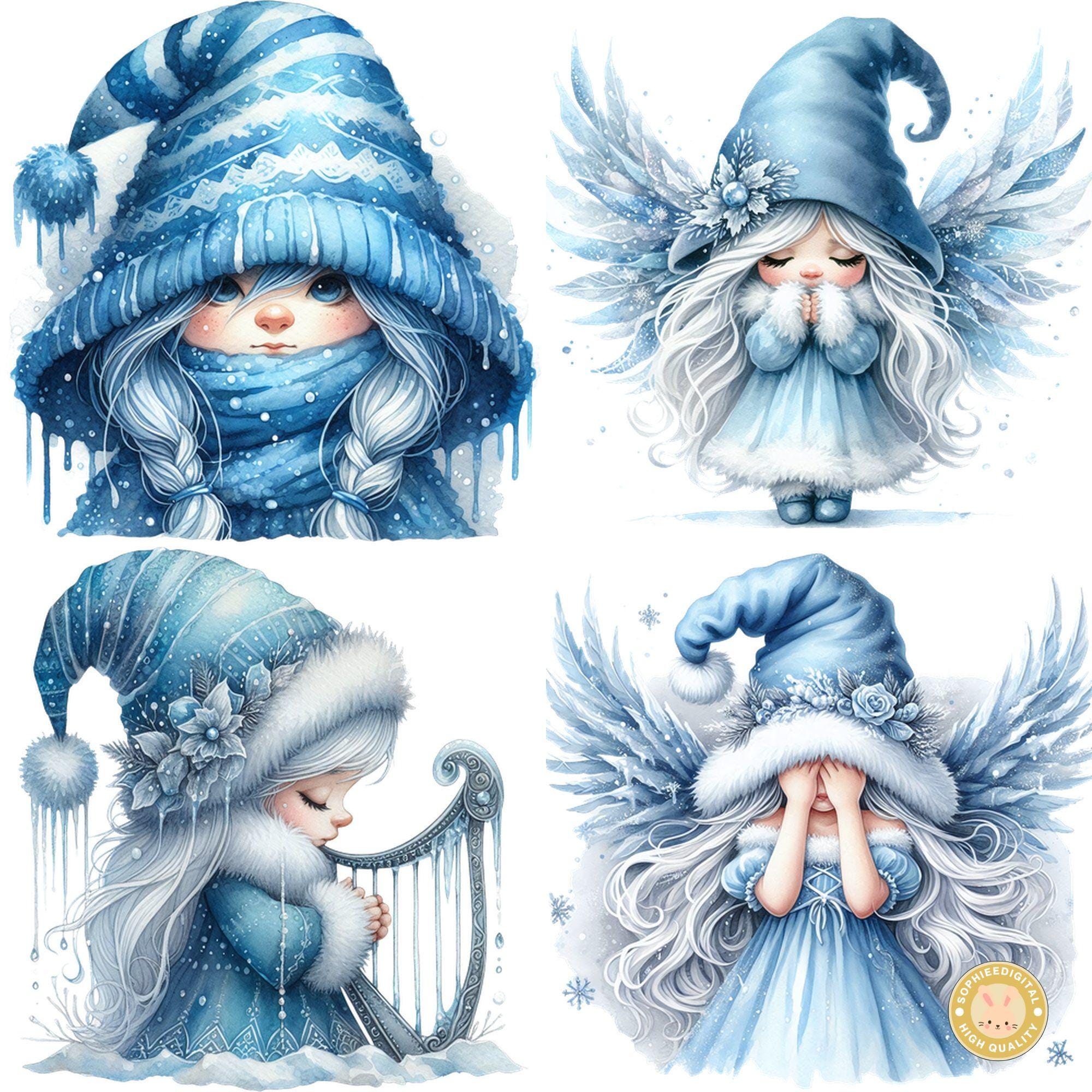 20+ Christmas Bundle Png, Watercolor Frozen Gnome Girl Clipart, Ice ...