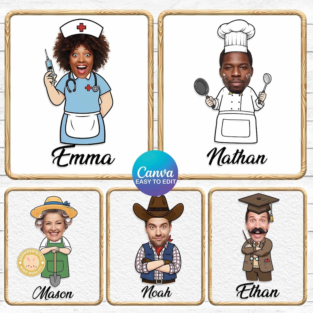 10+ Custom Face Profession Canva Template, Custom Chef Png, Teacher ...