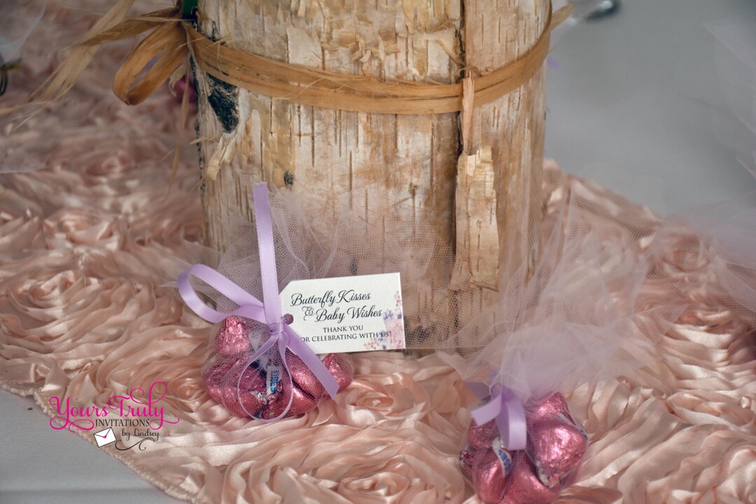 Butterfly Kisses Baby Shower Favor Tags: Pink & Purple - Etsy