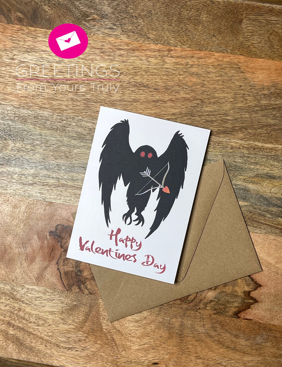 Mothman Valentines Day Card, Mothman, Cryptoid Card, Cryptoid Valentine ...