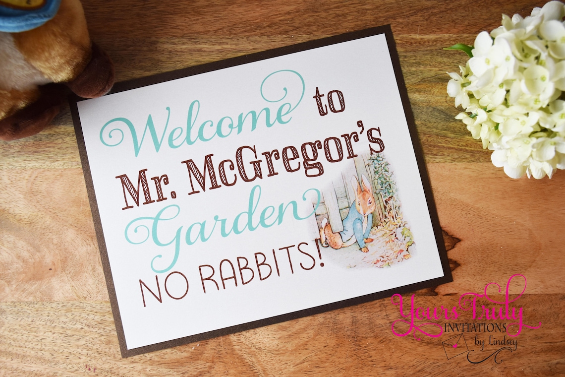 Mr. Mcgregor's Garden Sign: No Rabbits Birthday Party Decor (8x10) - Etsy