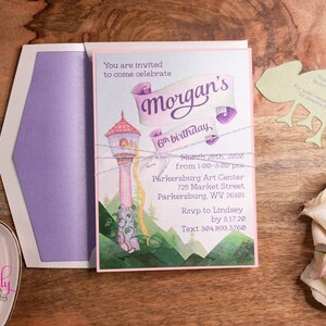 SAMPLE PACKET OF Rapunzel Tower Birthday Party Invitation With Gecko ...