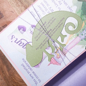 SAMPLE PACKET OF Rapunzel Tower Birthday Party Invitation With Gecko ...