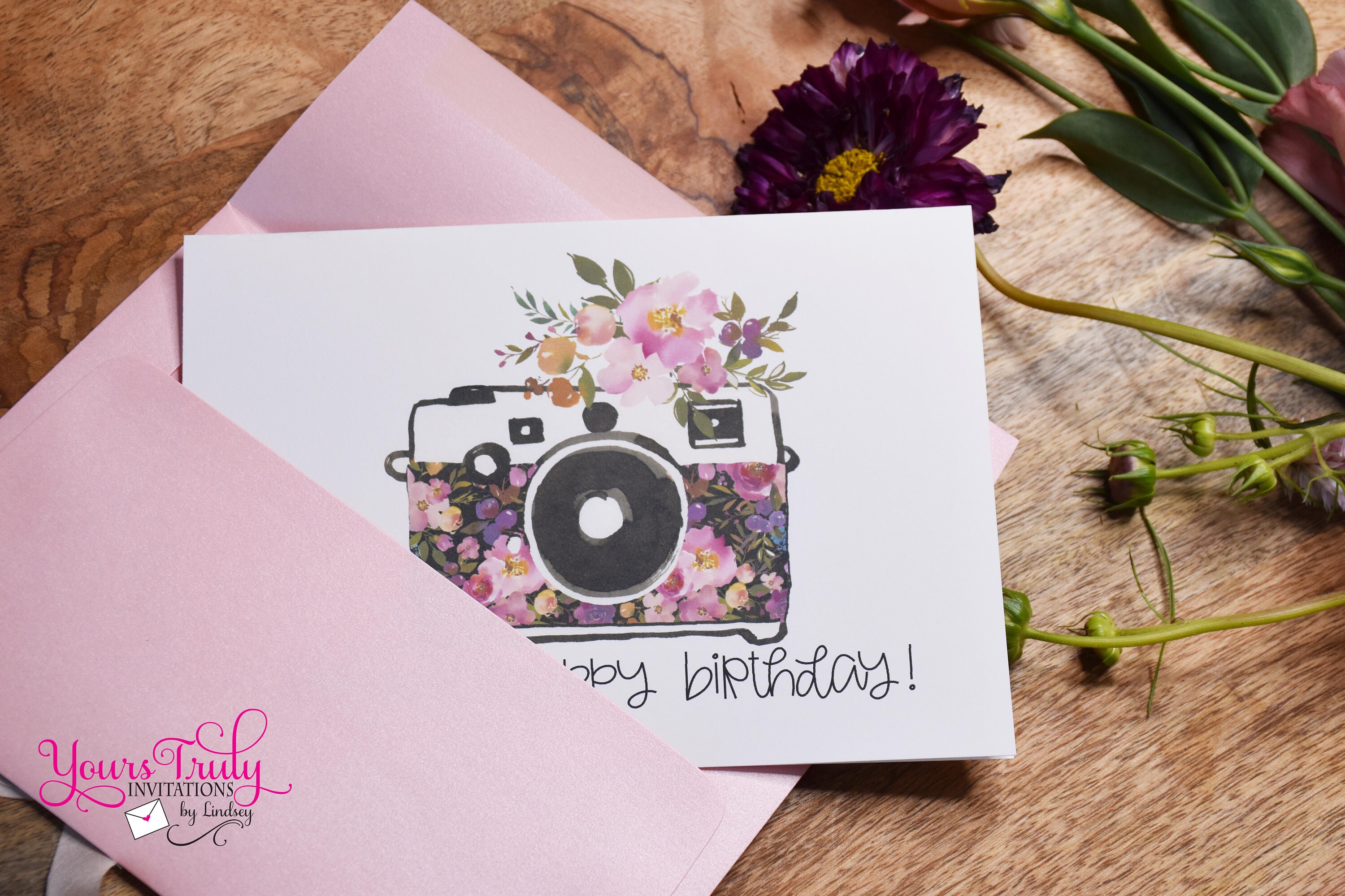 Floral Camera Birthday Card: Photographer Gift - Etsy