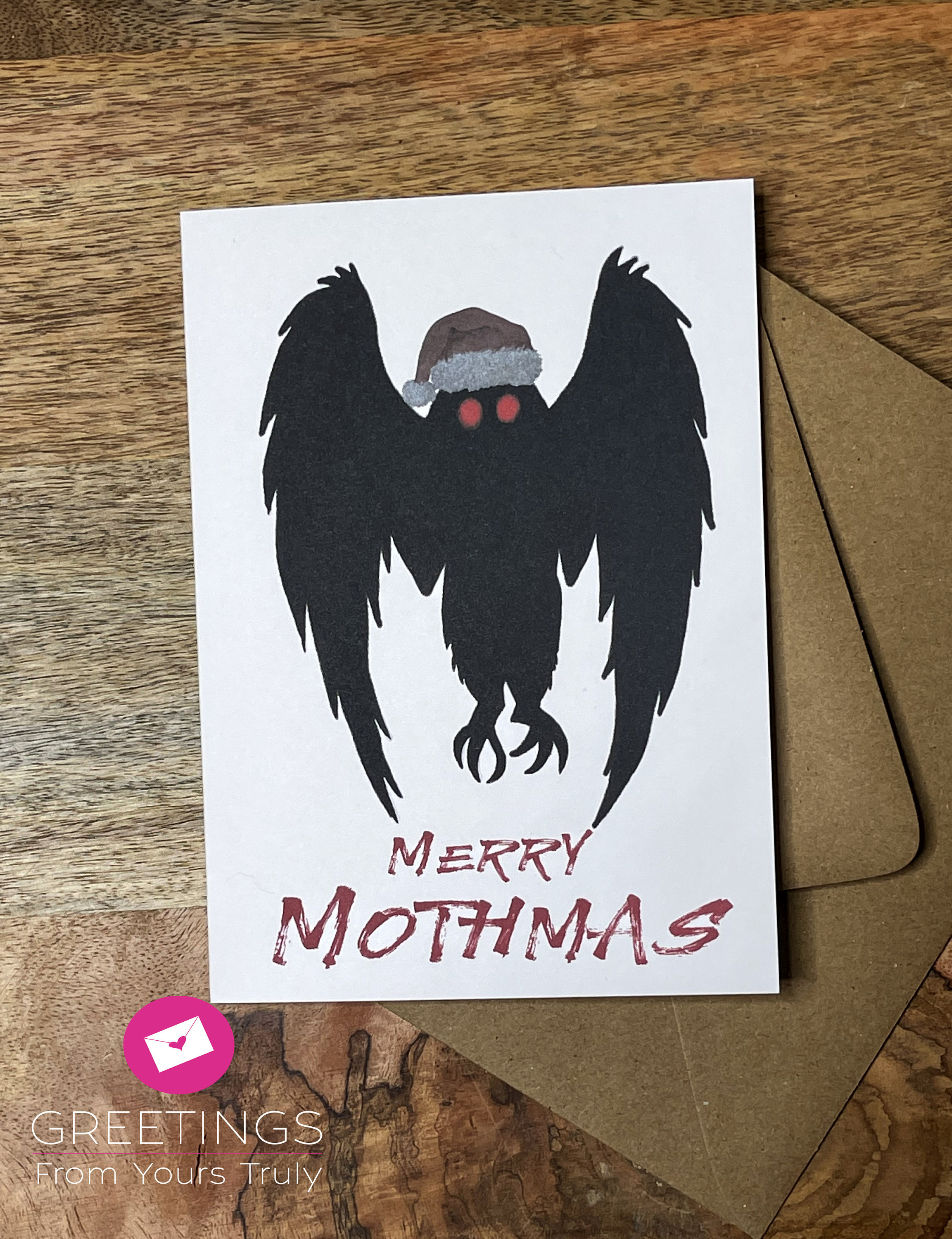 Merry Mothmas Mothman Mothman Christmas Card Cryptoid - Etsy