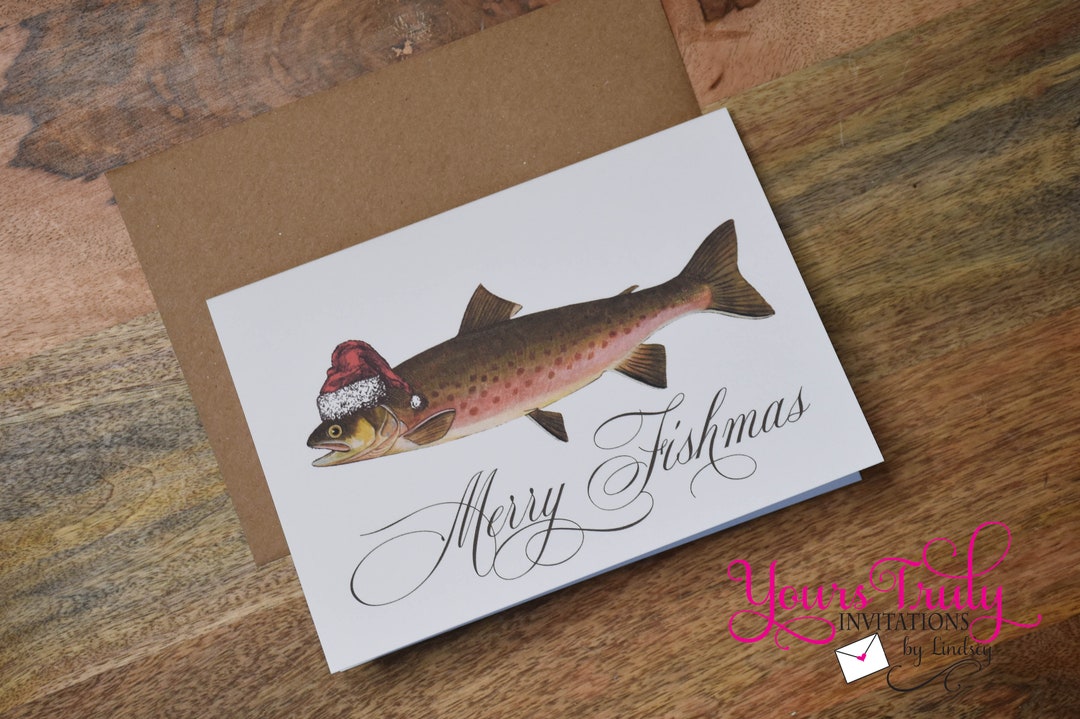 Funny Fish Christmas Card: 'merry Fishmas' Holiday Card - Etsy