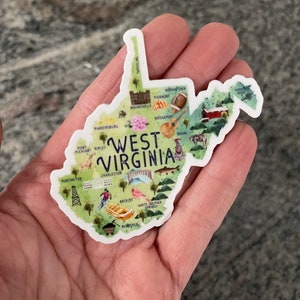 West Virginia Sticker: Waterproof Vinyl, Towns, Attractions, WV, State ...