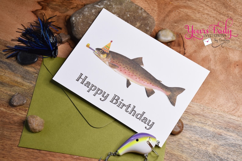Happy Birthday Trout Fisherman Birthday Card Funny Birthday - Etsy