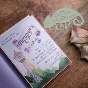 SAMPLE PACKET OF Rapunzel Tower Birthday Party Invitation With Gecko ...