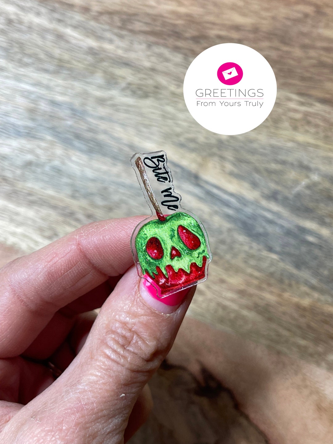 Poison Apple Pin, Evil Queen, Clear Pin, Acrylic, Snow White, Candy ...