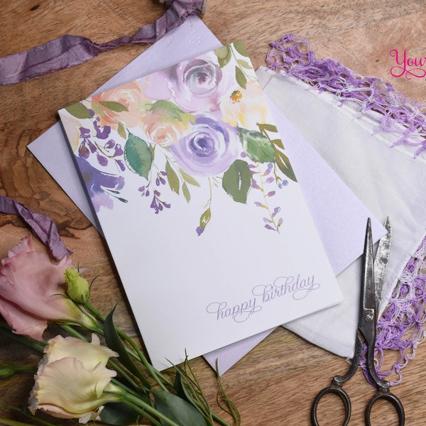 Birthday Card Purple - Etsy