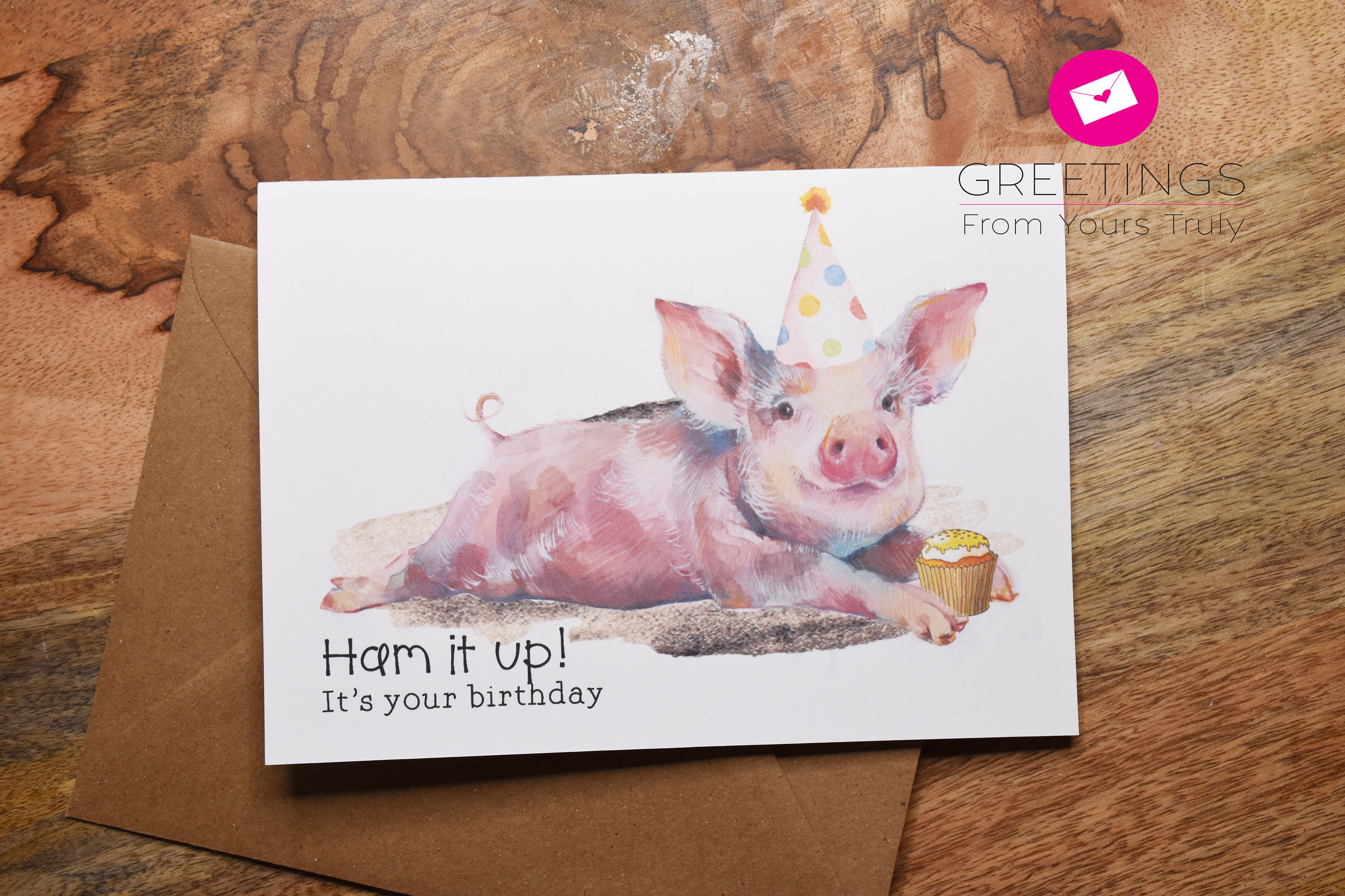 Pig Birthday Card, Party Hat, Funny Friend Card - Etsy