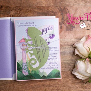 SAMPLE PACKET OF Rapunzel Tower Birthday Party Invitation With Gecko ...