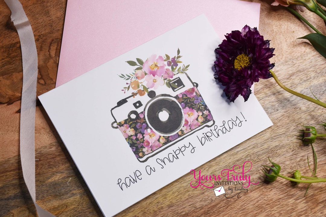 Floral Camera Birthday Card: Photographer Gift - Etsy
