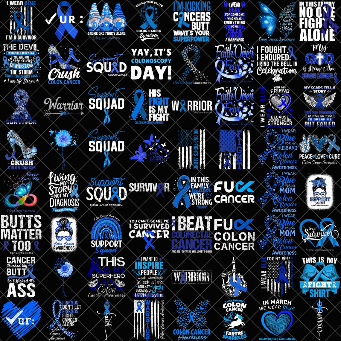 Colon Cancer Awareness Png Bundle, Colon Cancer Png, Blue Cancer ...
