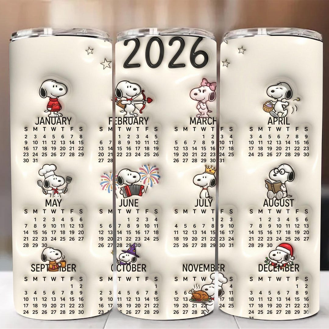 Snoop 2026 Calendar Tumbler Wrap PNG Digital Download Cute Dog Monthly ...