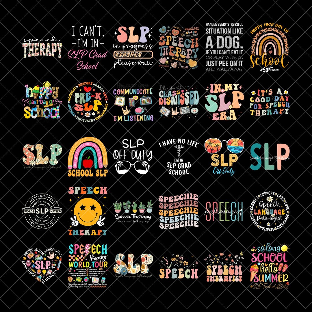 School SLP Sublimation Design Bundle, Speech Therapy Png Svg Clipart ...