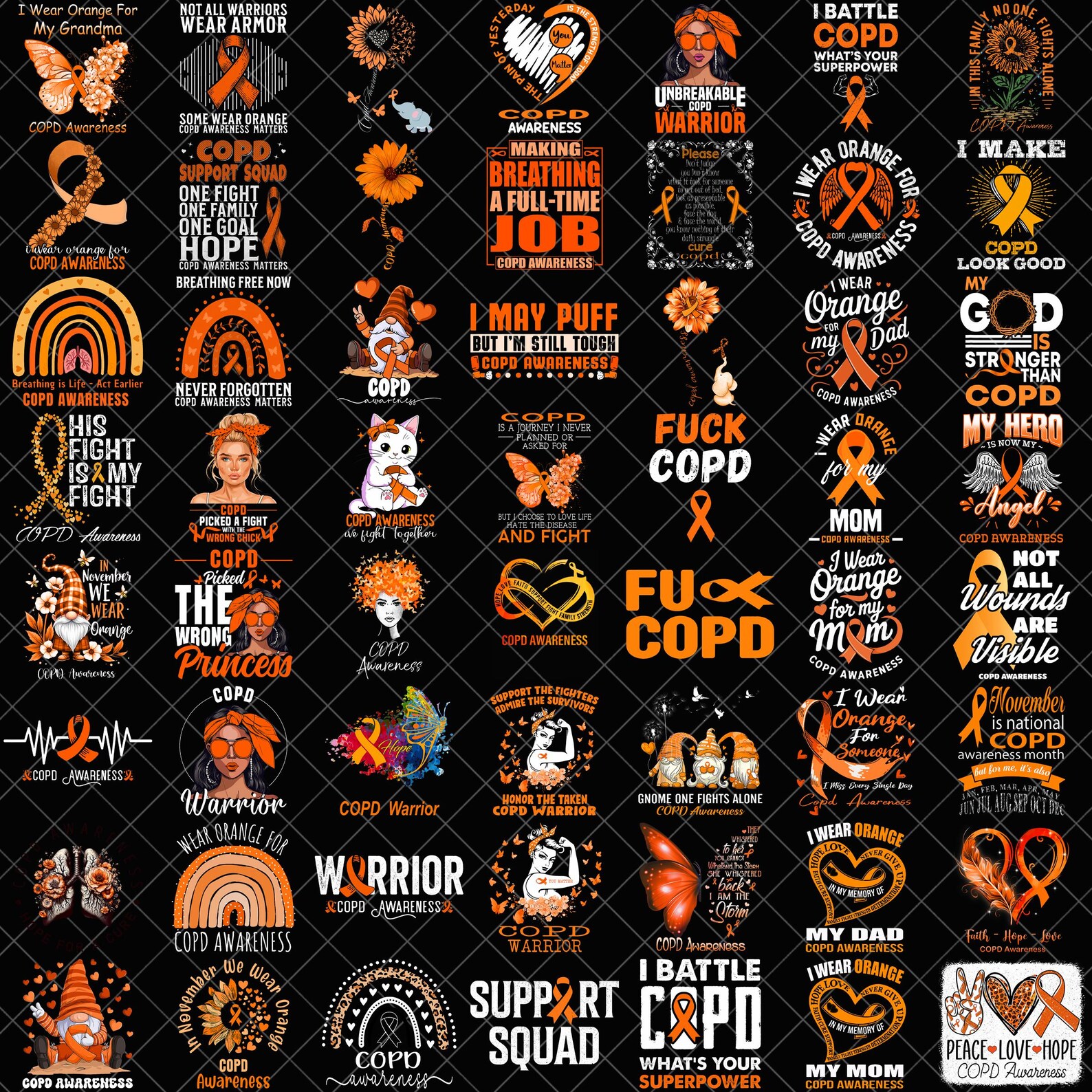 COPD Awareness Png Bundle, COPD Ribbon Png, Ribbon Orange Png ...