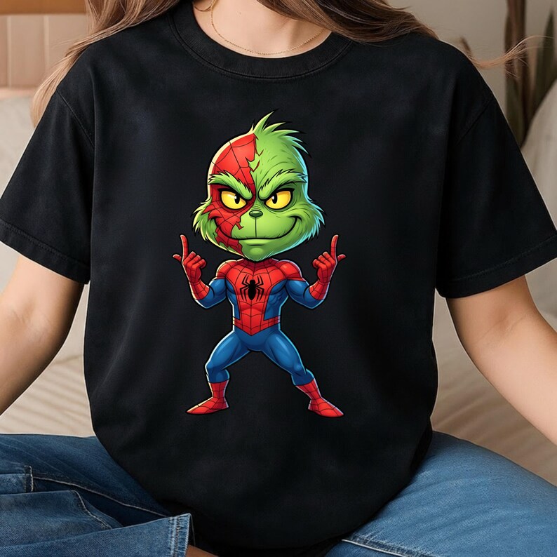 Grinc Spider Hero Christmas Mashup PNG, Funny Superhero Grinc Design ...