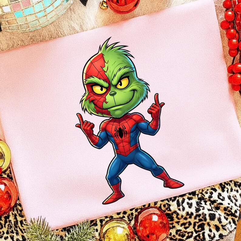 Grinc Spider Hero Christmas Mashup PNG, Funny Superhero Grinc Design ...