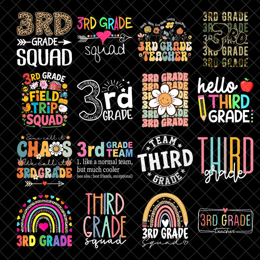 Third Grade Teacher Png Bundle, Back to School Png, 3rd Grade Teacher ...