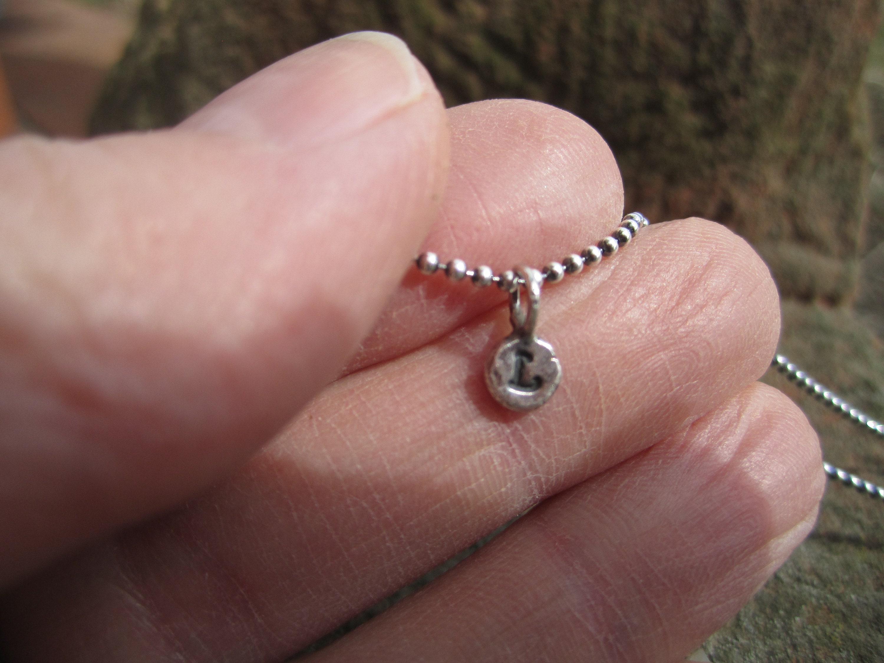Petite Recycled Sterling Silver Nugget with Initial Necklace | Etsy